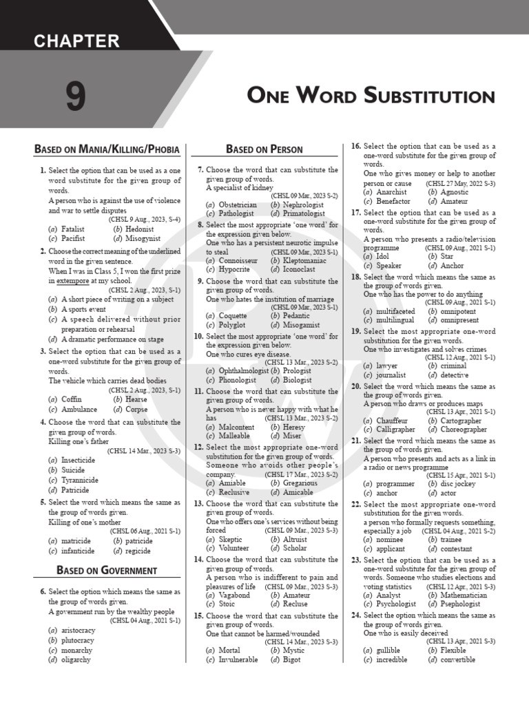One Word Substitution | PDF