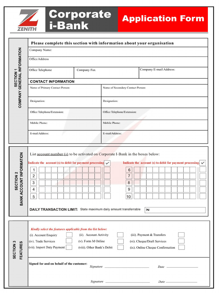 Corporate I-Bank Application Form | PDF