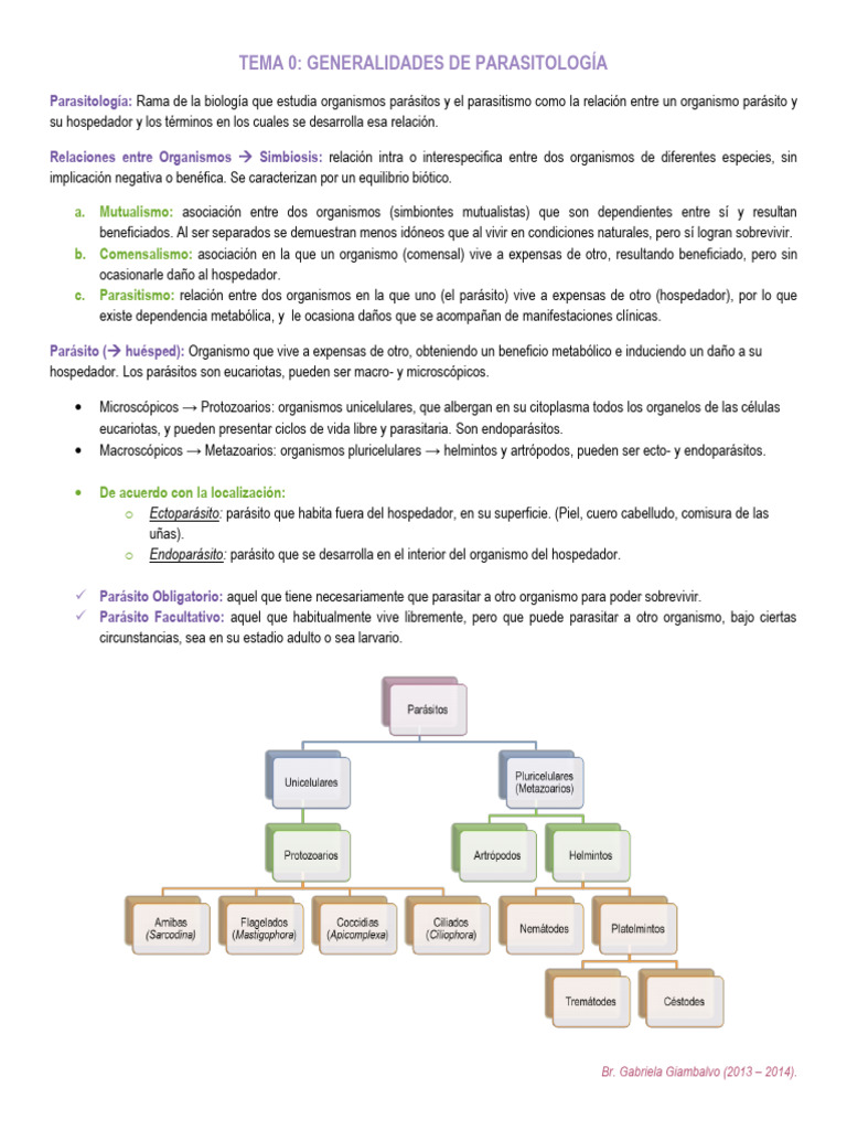 Tema 0 (Generalidades de Parasitología) | PDF | Parasitismo | Parasitología