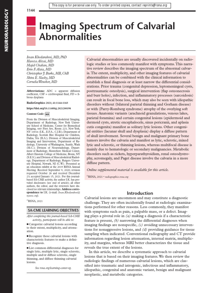 Calvarial Abnormalites | PDF | Skull | Bone