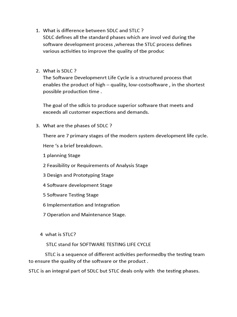 What Is Difference Between SDLC and STLC | PDF | Software Testing ...