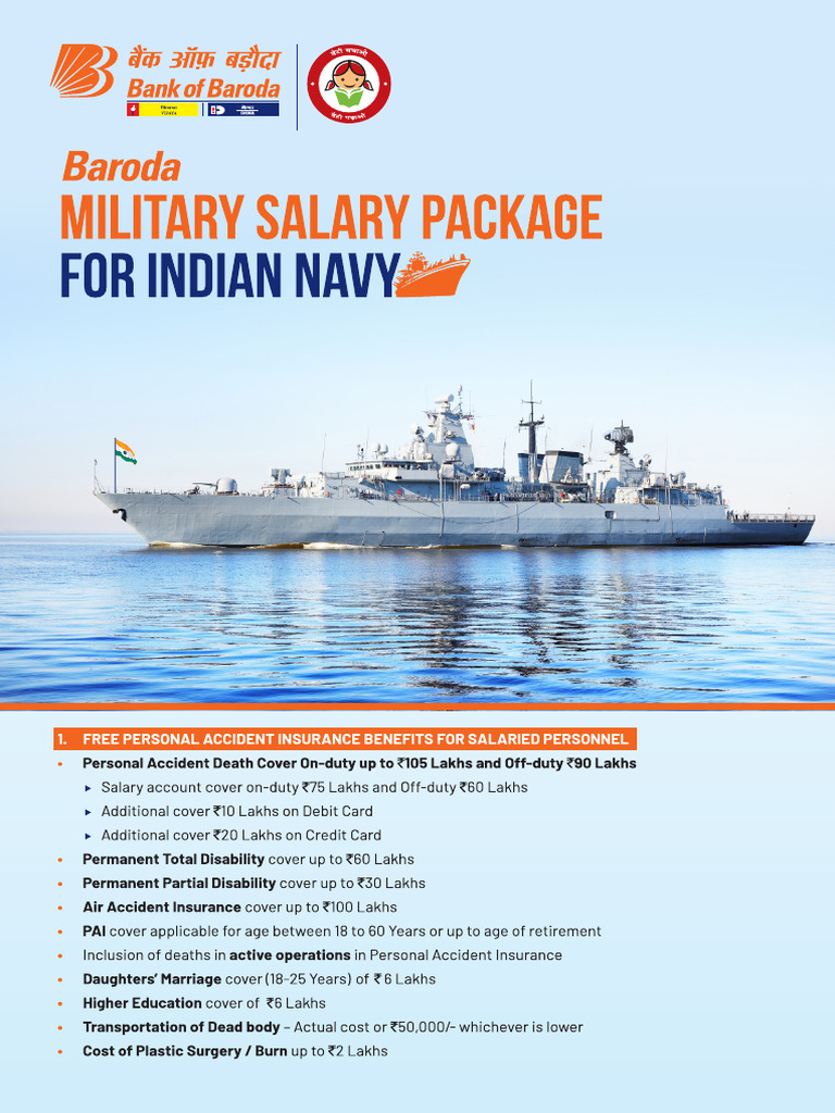 Baroda Military Salary Package Indian Navy Eng F-B Leaflet Qty - 300 | PDF