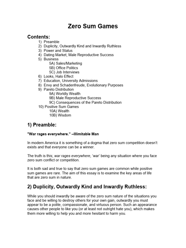 28. Zero Sum Games | Download Free PDF | Competition