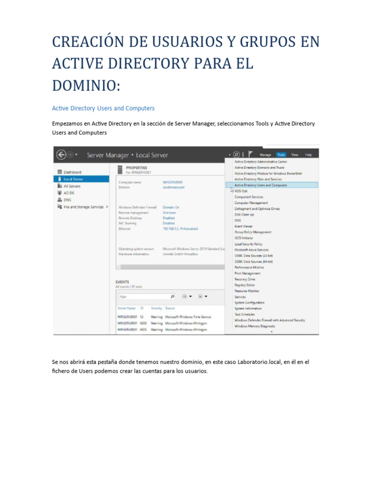 Guía de Laboratorio Usuarios | PDF