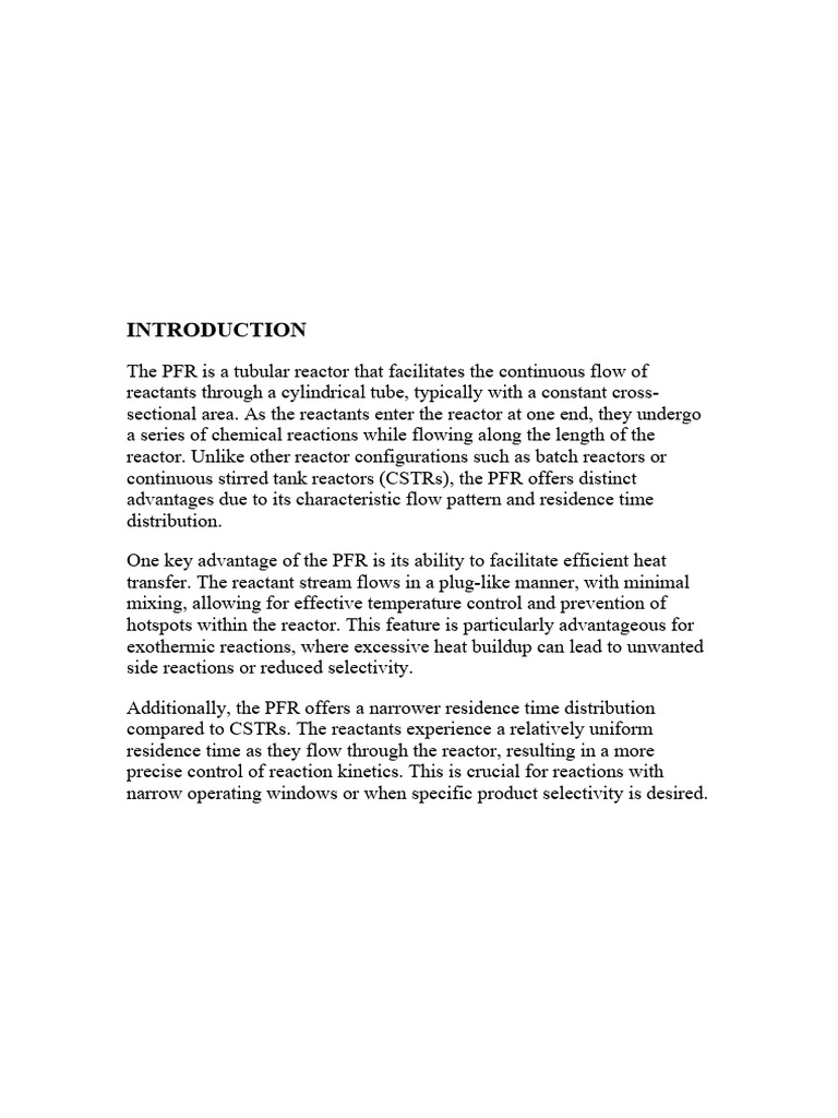 Plug Flow Reactor Performance Analysis | PDF | Chemical Reactor ...