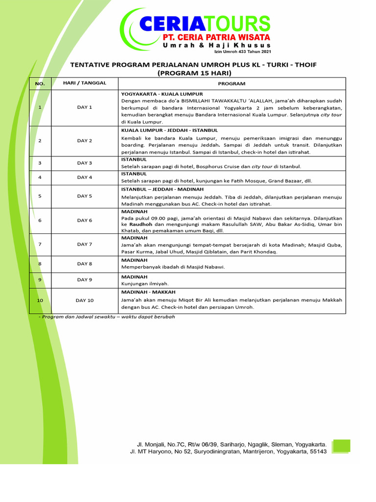 Program Umroh dan Wisata Religi | PDF