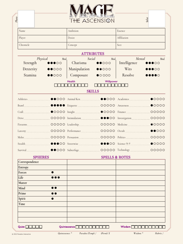 M5 Character Sheet | PDF