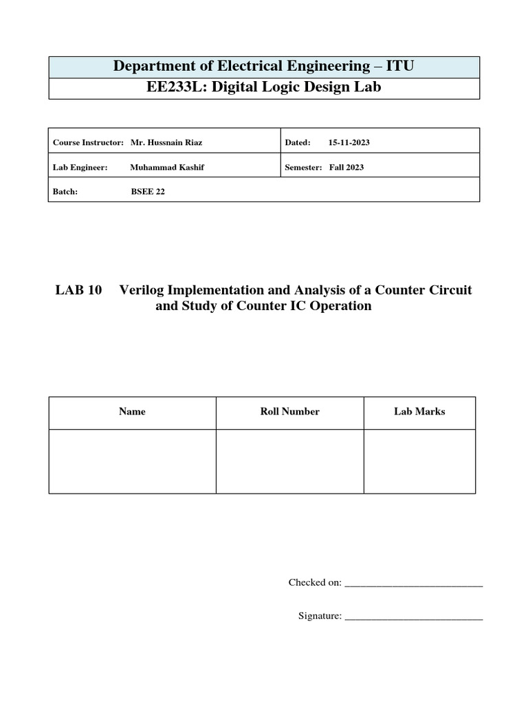 Lab 10 | PDF | Digital Electronics | Electrical Engineering