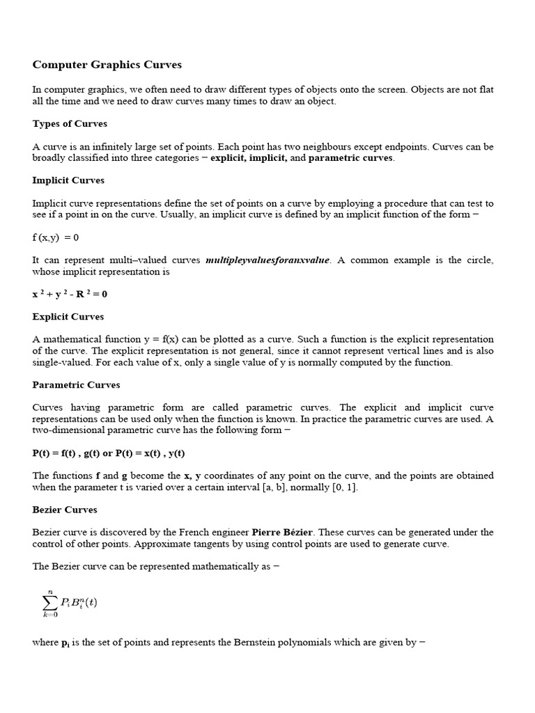 Computer_Graphics_Curves | Download Free PDF | Curve | Algebraic Geometry