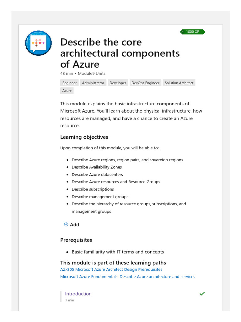 IV. Describe The Core Architectural Components of Azure | Download Free ...