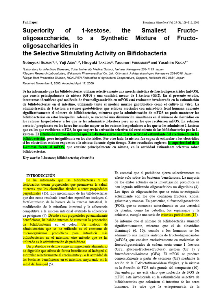 Superiority of 1 Kestose | PDF | Biología | Microbiología