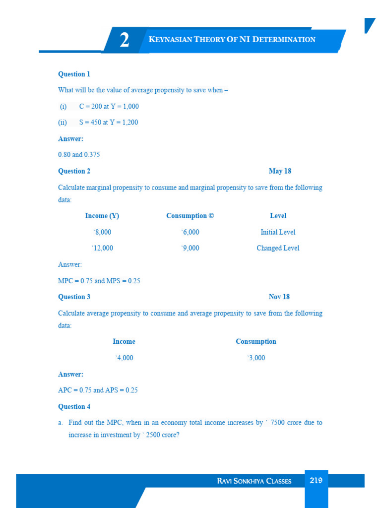 Keynasian Theory of National Income Determination | PDF | Consumption ...
