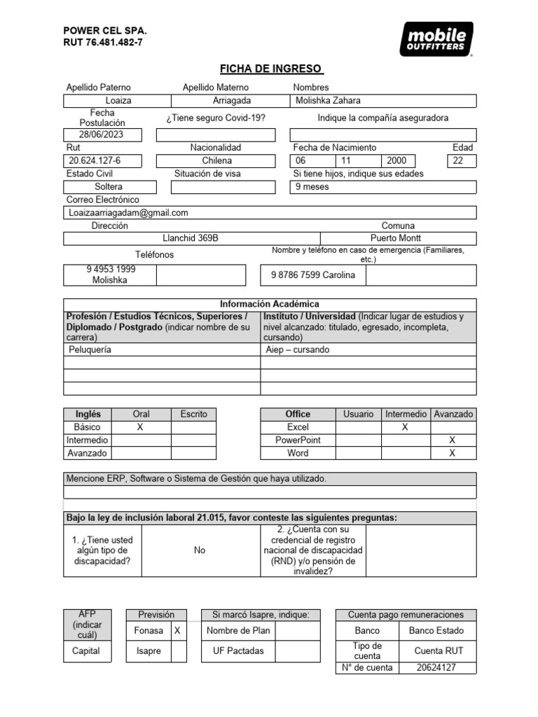 1.ficha de Ingreso | PDF