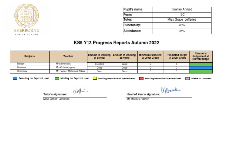 KS5 Y13 Autumn 2022 Progress Report | PDF