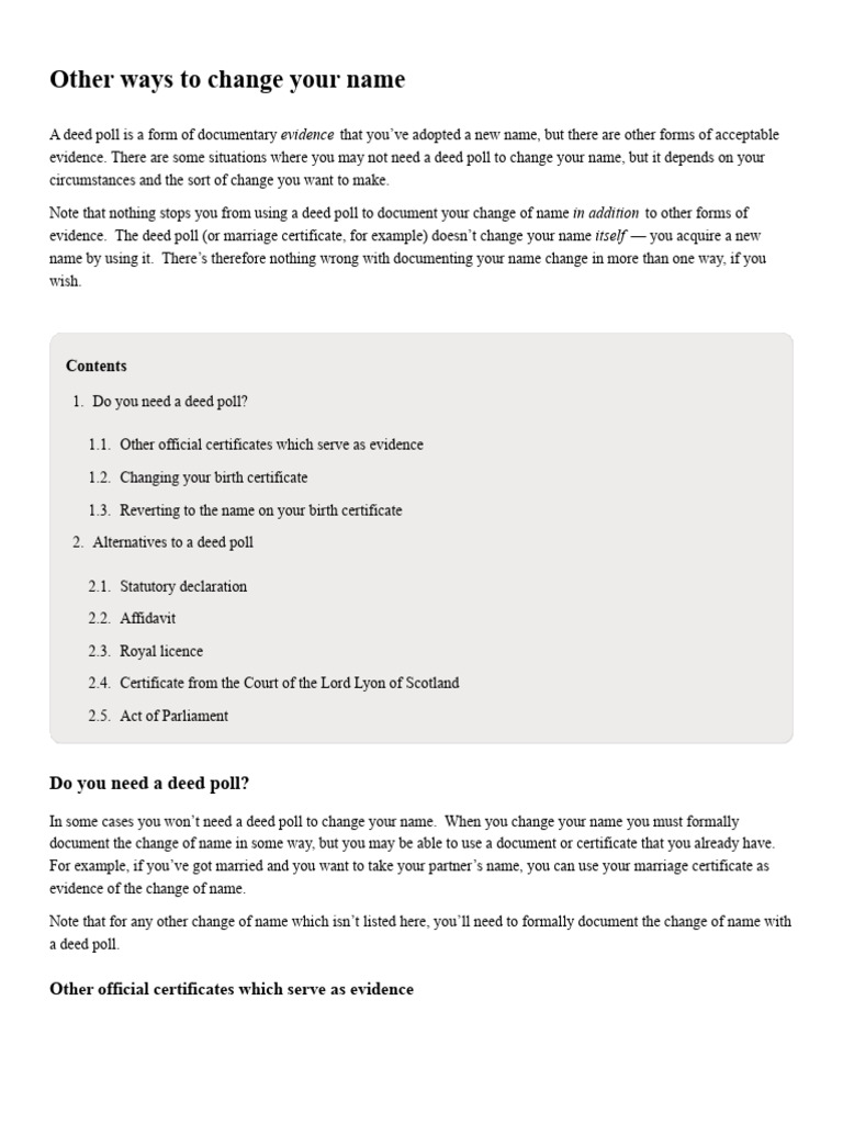 Do You Need A Deed Poll To Change Your Name? - D P O | PDF | Affidavit | Notary Public