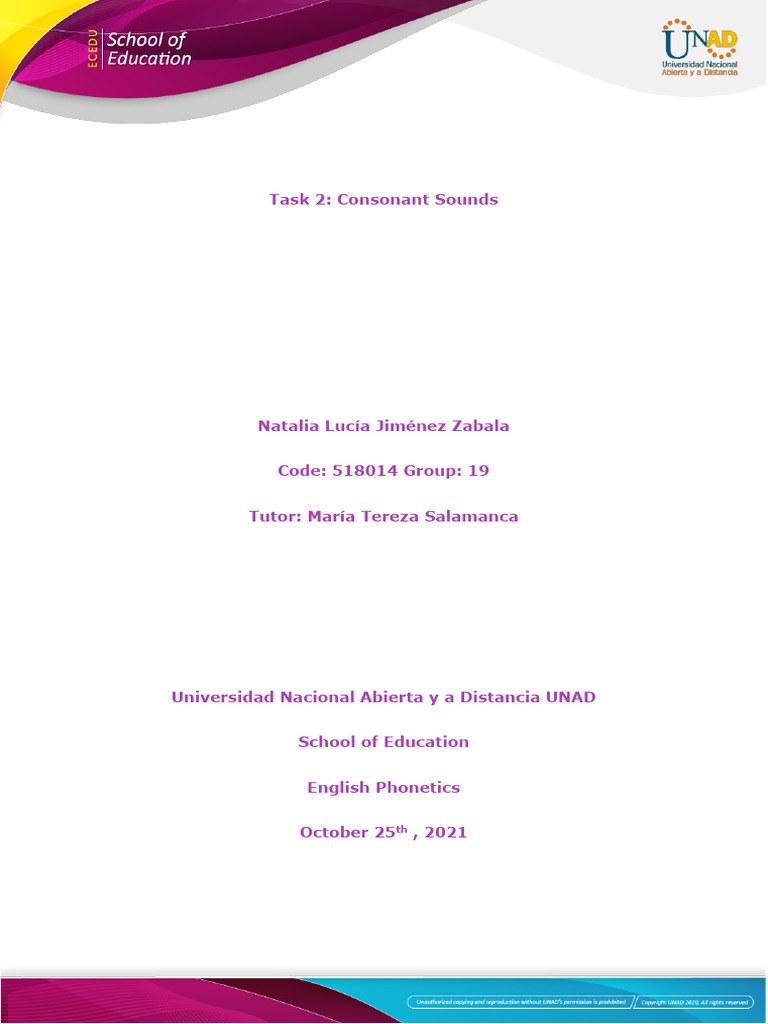 UNAD ENGLISH PHONETICS 518014 - Task 3 | PDF | Human Voice | Phonology