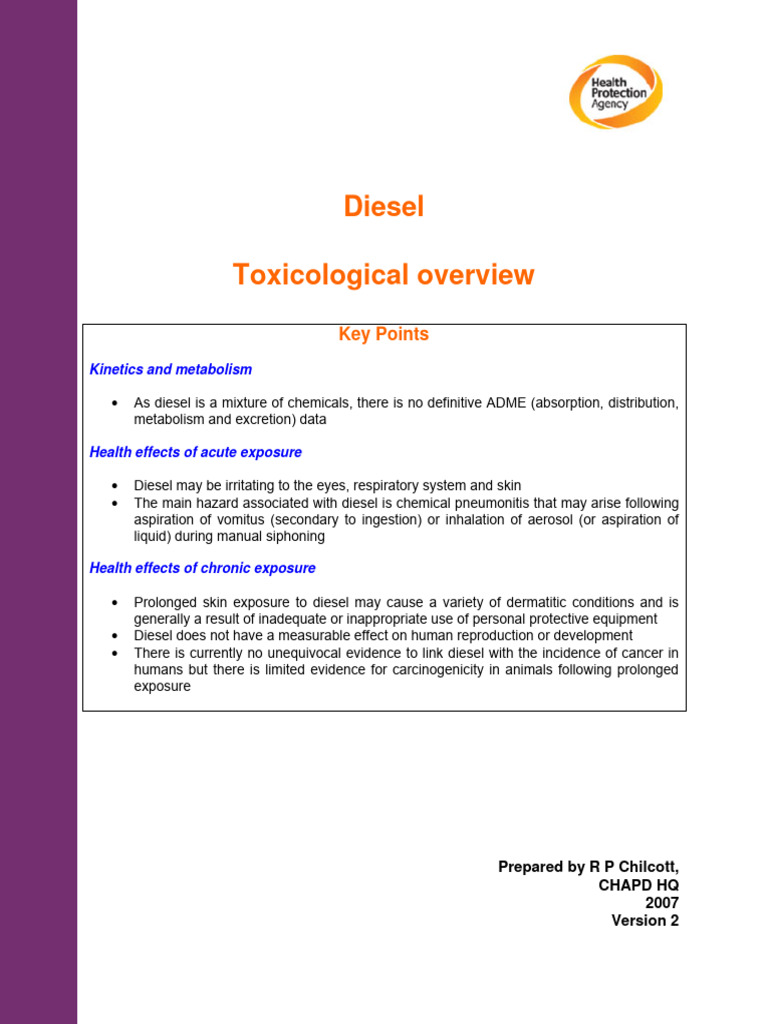 Hpa Diesel Toxicological Overview v2 | PDF | Diesel Fuel | Toxicity