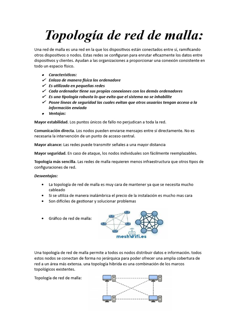 Topología de Red de Malla | PDF | Red de computadoras | Topología de la red