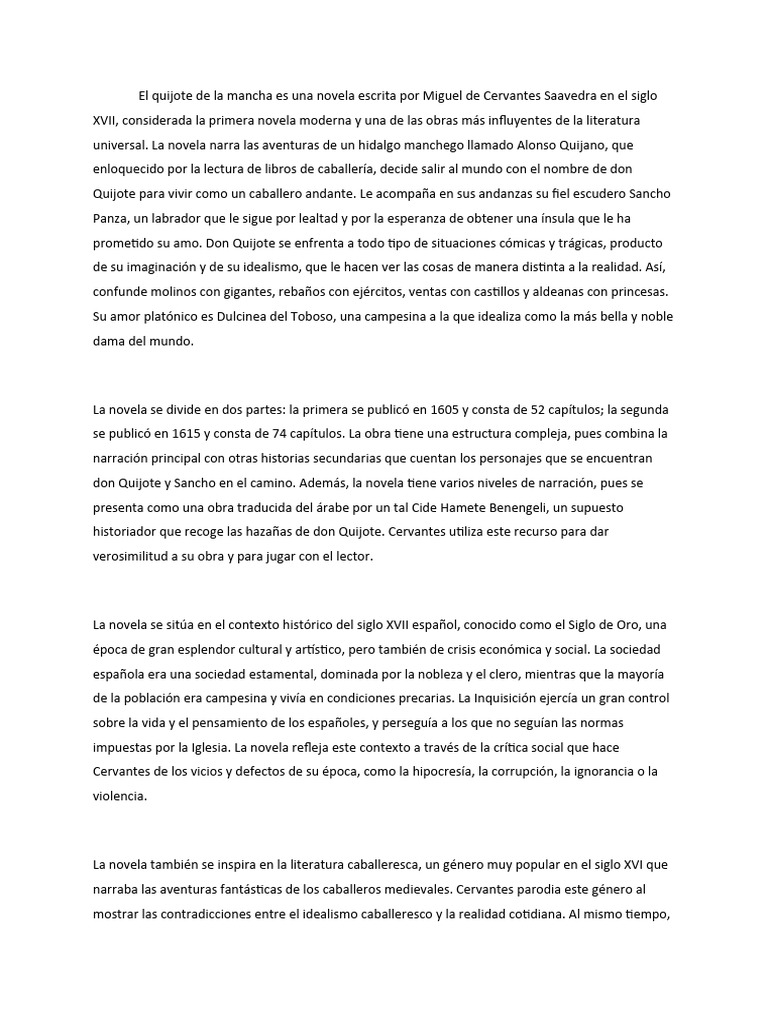 Don Quijote: Parodia y Crítica Social | PDF | Don Quijote | Miguel De ...