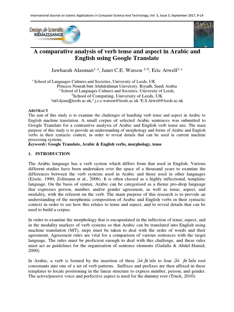 A Comparative Analysis of Verb Tense and | PDF | Grammatical Tense | Verb