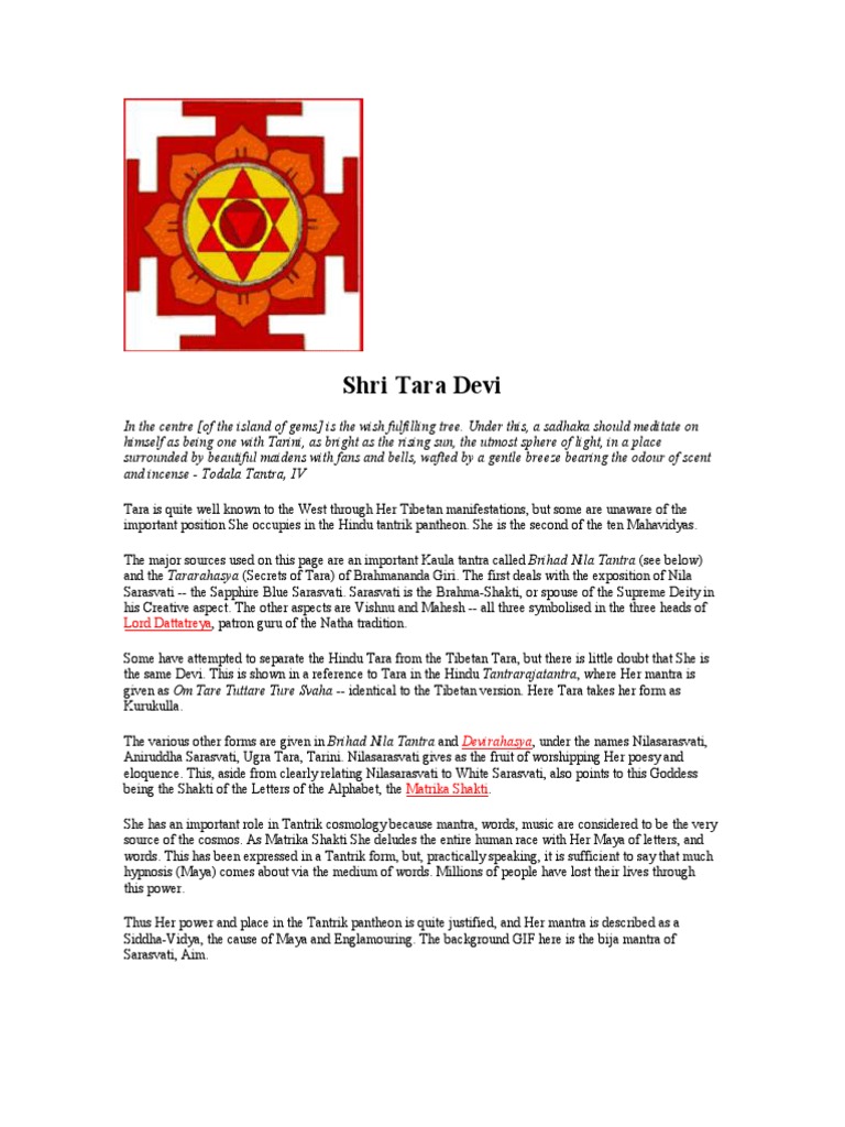 Shri Tara Devi | PDF | Devi | Tantra