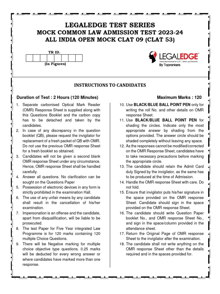 CLAT 2023-24 Mock Test Guide | PDF | Quantum Computing | Malnutrition