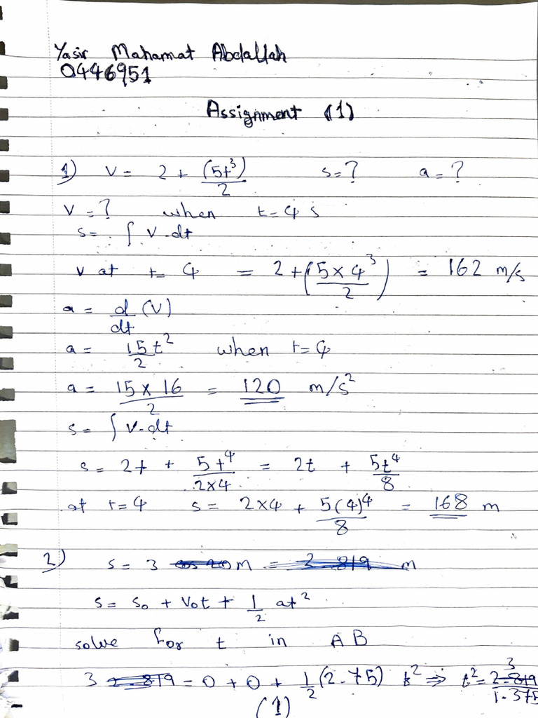 Assignment 1 Applied Mechanics | PDF