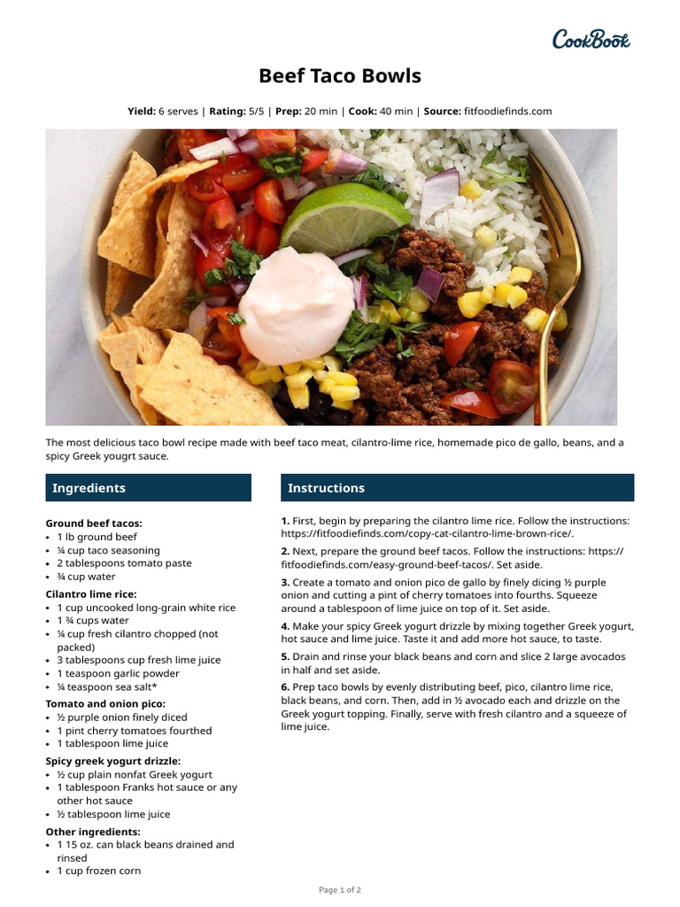 Beef-Taco-Bowls | Download Free PDF | Sauce | Taco