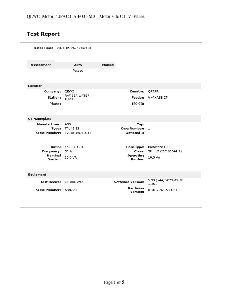 V PHASE CT Motor Side | PDF | Electronics | Manufactured Goods