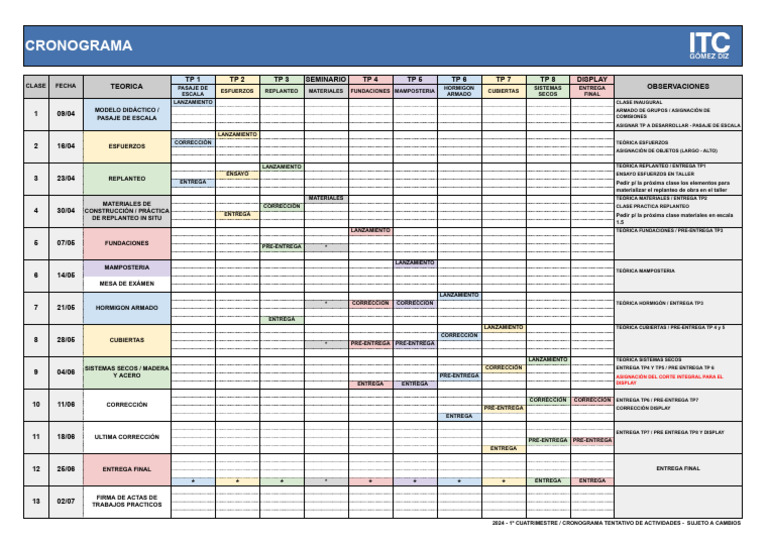 ITC - 2024 - 1ºC - Cronograma - Version 02 | Descargar gratis PDF ...