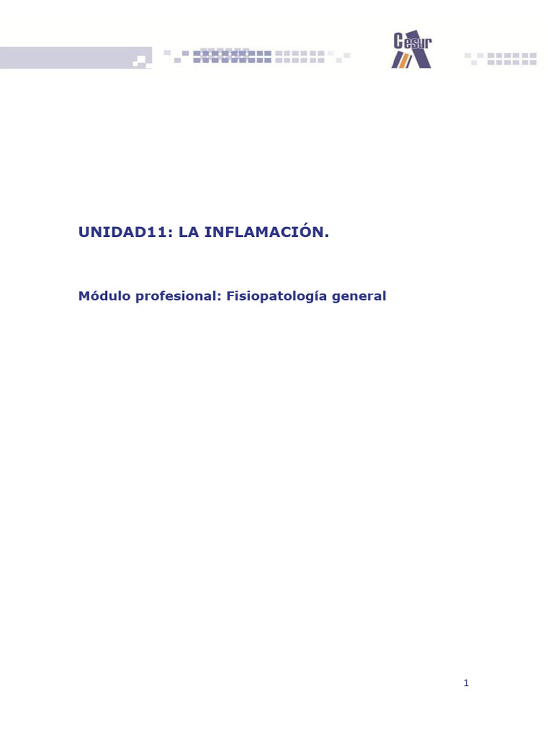 UD11 FisiopatologÃ A | PDF | Inflamación | Leucocito