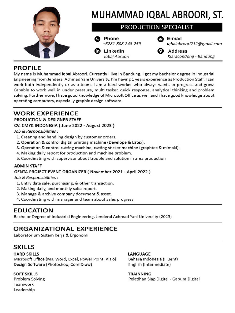 CV Muhammad Iqbal Abroori | PDF