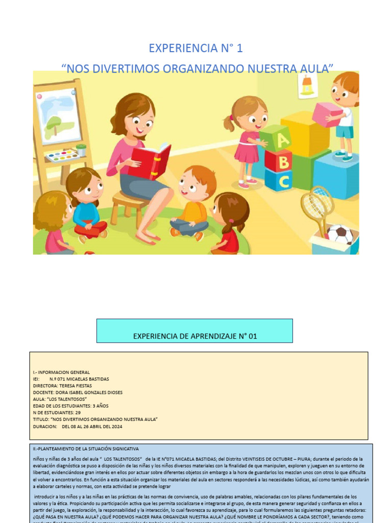 Experiencia de Aprendizaje - 1 - 2024 (Recuperado Automáticamente) | PDF | Salón de clases | Amor