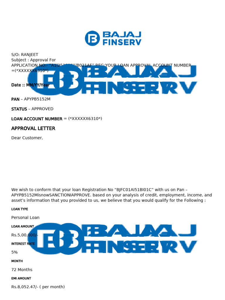 Bajaj Approval Letter | PDF