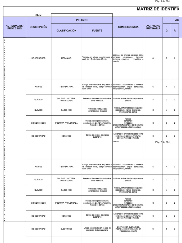 Matriz de Identificaciòn de Peligros y Riesgos | PDF | Quemar ...