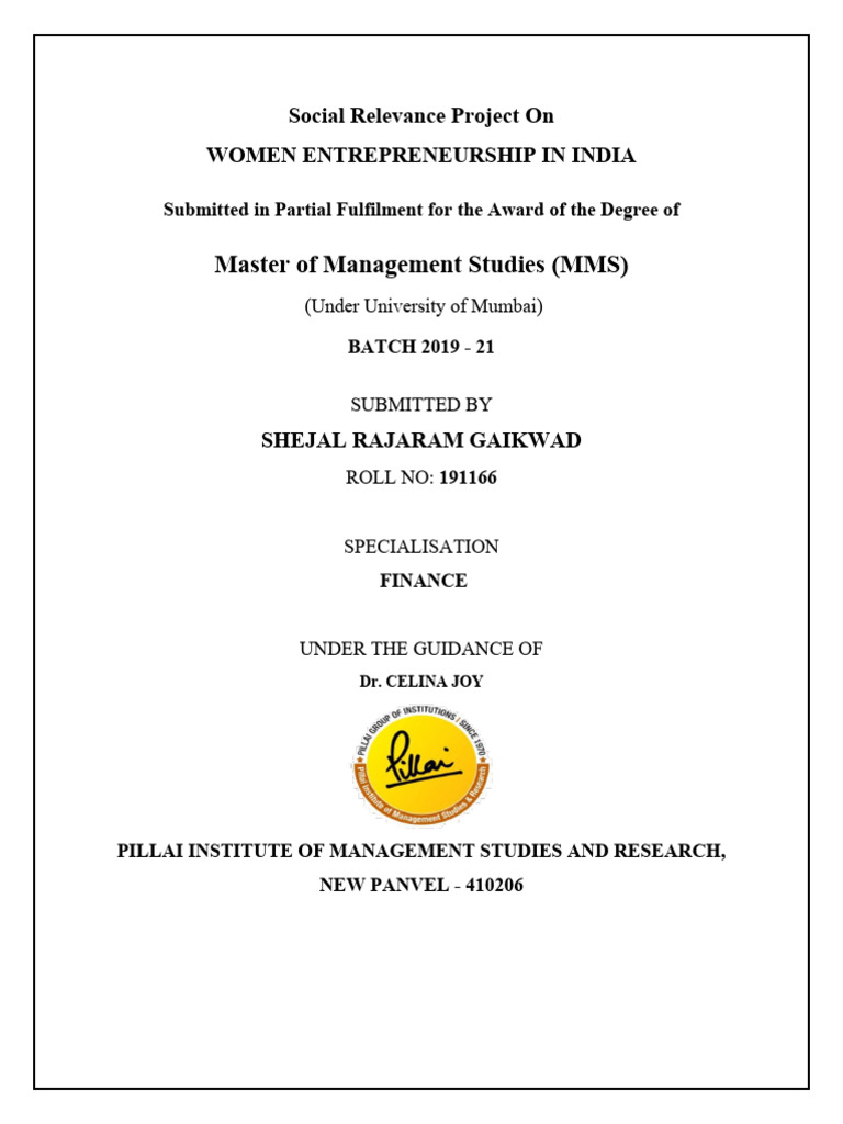 SOCIAL RELEVANCE PROJECT Sejal | PDF | Entrepreneurship | Risk