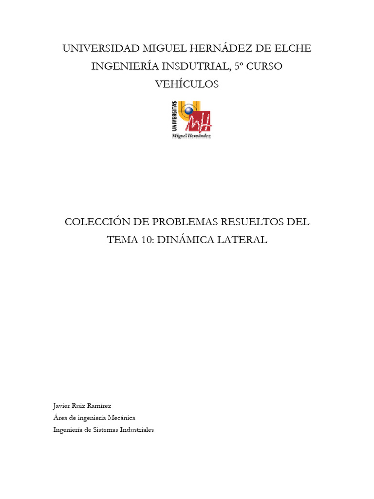 Coleccción de problemas dinamica lateral | Descargar gratis PDF | Eje | Triángulo