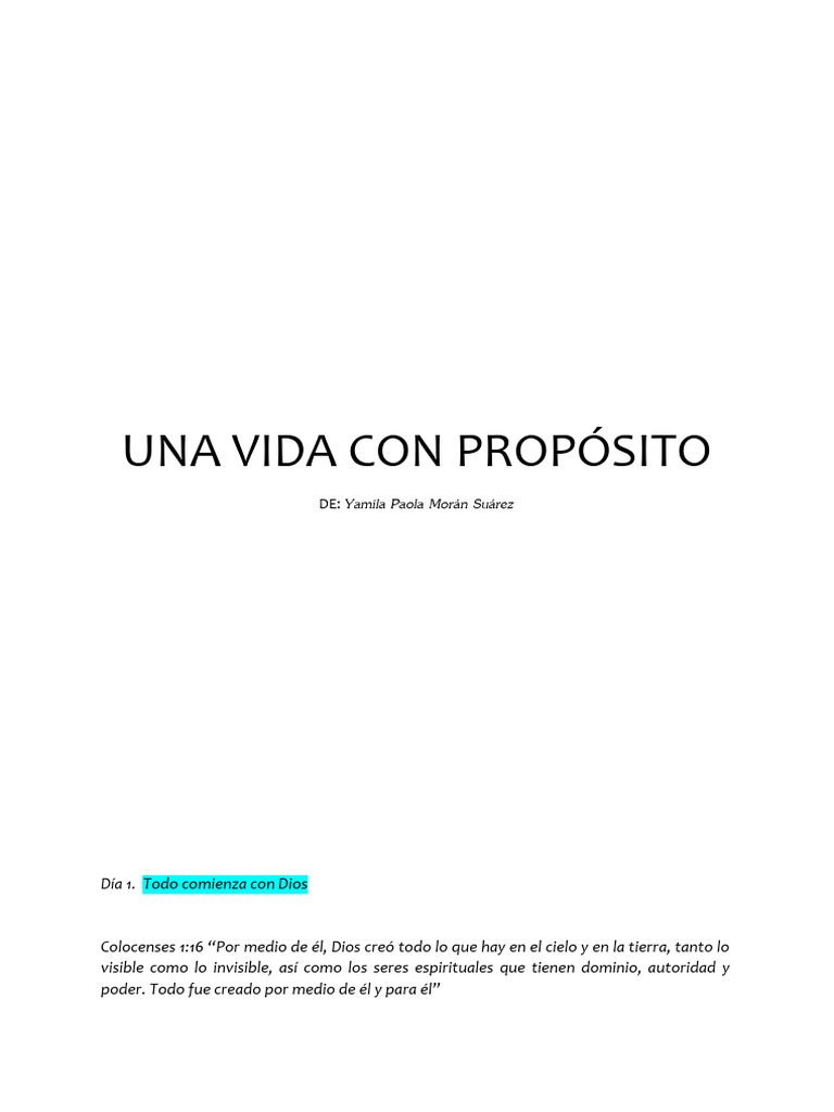 Una Vida Con Propósito | PDF | Amor | Dios