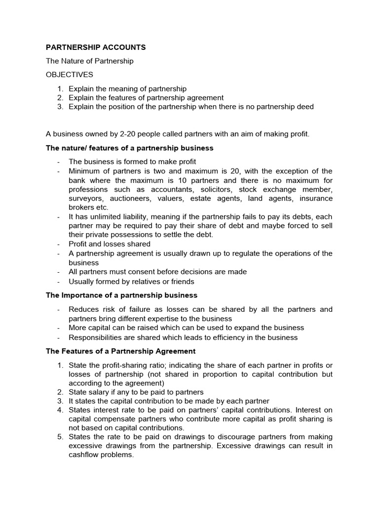 Partnership Accounts Notes-1 | PDF | Partnership | Goodwill (Accounting)