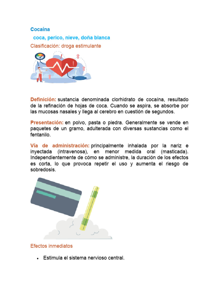 Clasificación: Droga Estimulante: Coca, Perico, Nieve, Doña Blanca | PDF