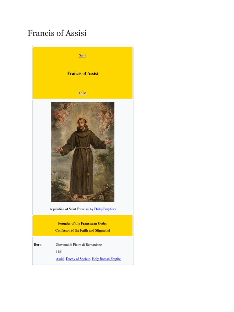 Francisco de Asís | PDF | Francis Of Assisi | Catholic Church
