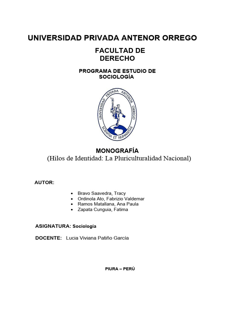 Monografía Avance | PDF | Sociedad | Perú