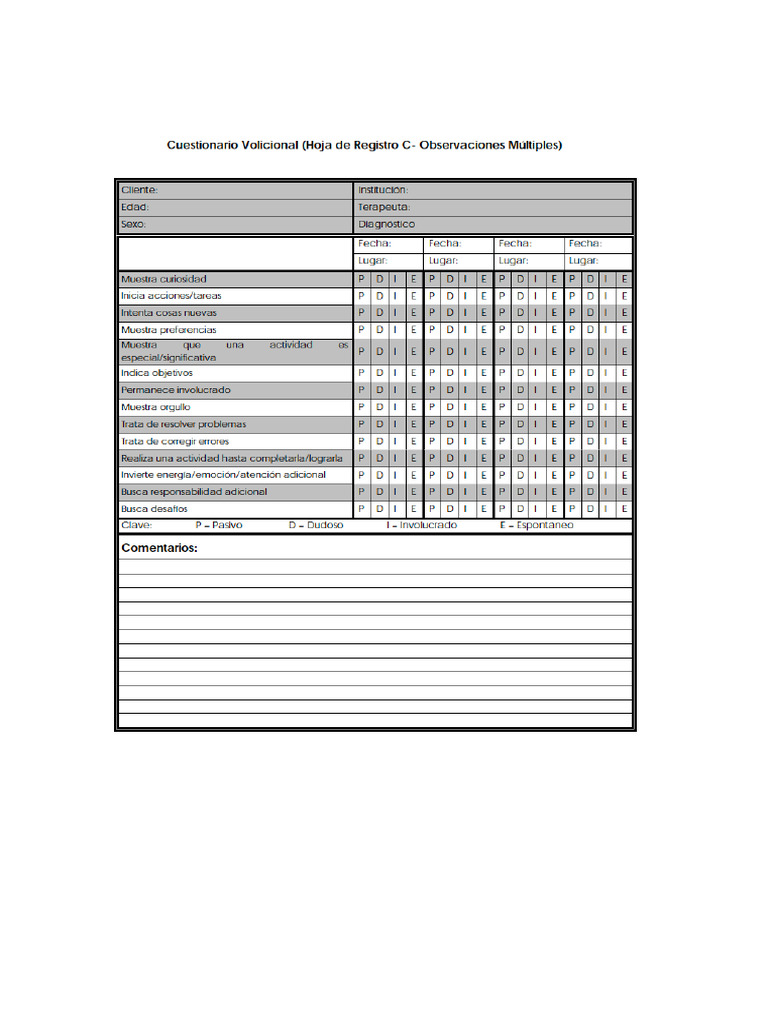 Cuestionario Volicional | PDF