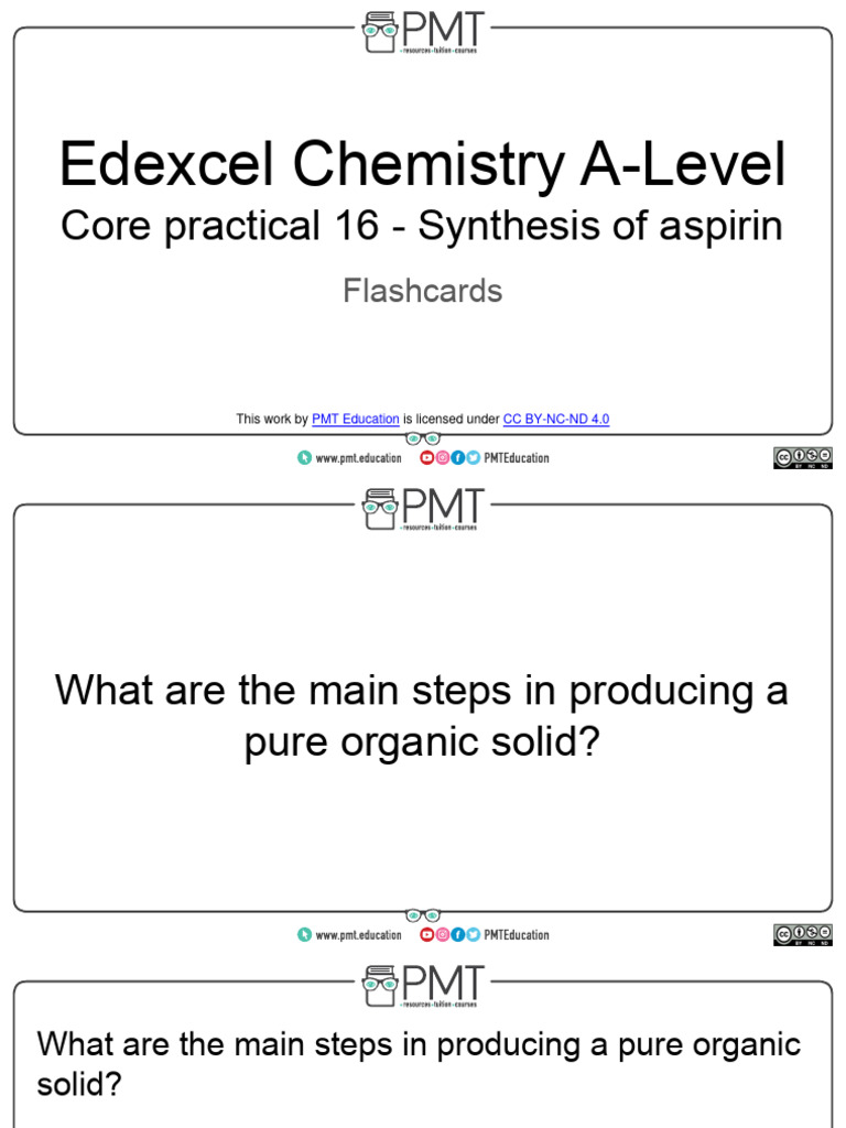 Flashcards - CP 16 Synthesis of aspirin - Edexcel Chemistry A-Level ...