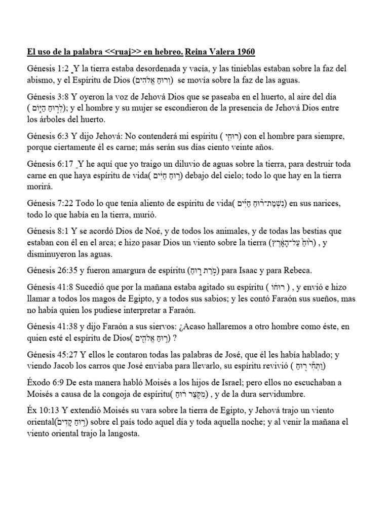 El Uso de La Palabra Ruaj | PDF | Biblia | Moisés