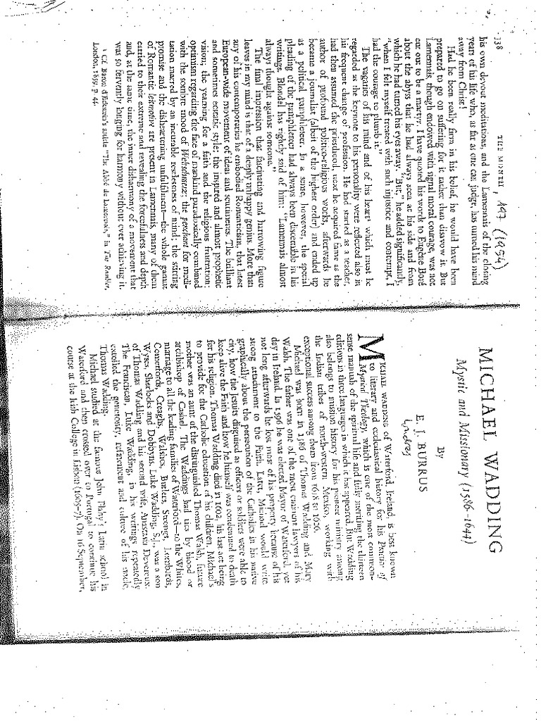 Burrus, Michael Wadding. Mystic and Missionary (1586-1644) " | PDF