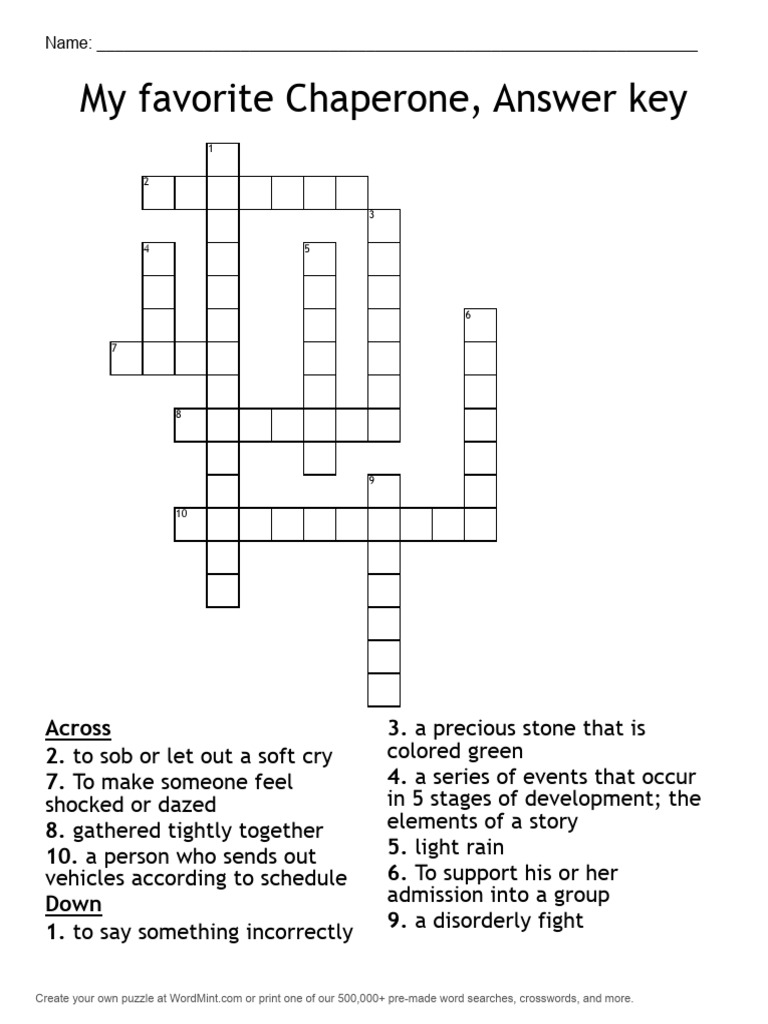 My Favorite Chaperone Answer Key 22d8a 61633121 | PDF