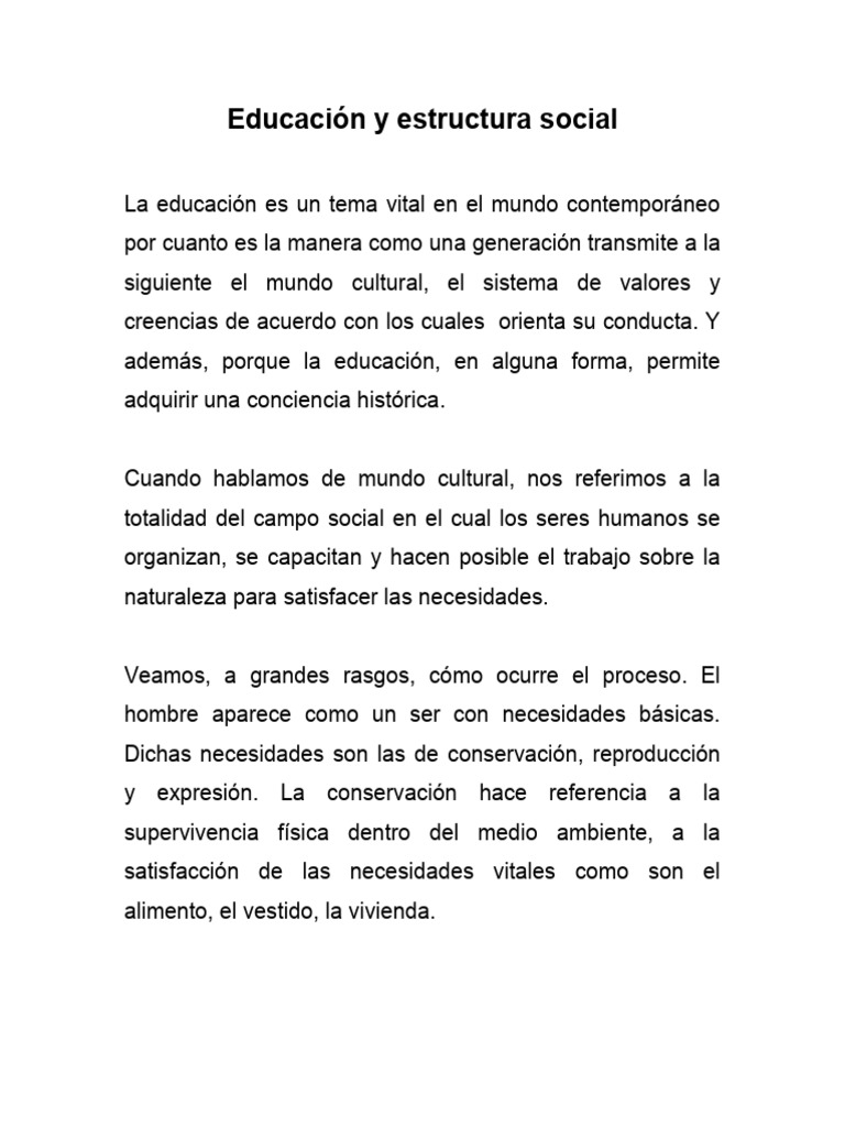 Educacion y Estructura Social | PDF | Institución | Sociedad