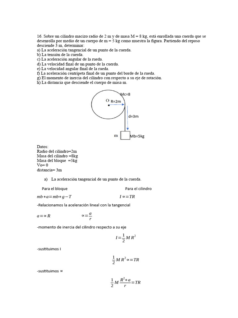 Ejercicio 16-17 | PDF | Masa | Fenomeno fisico