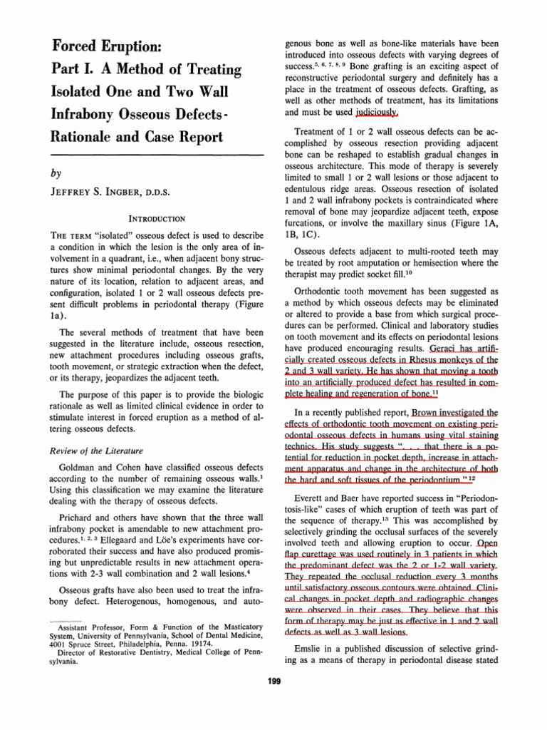 Forced Eruption: Part I. A Method of Treating Isolated One and Two Wall ...